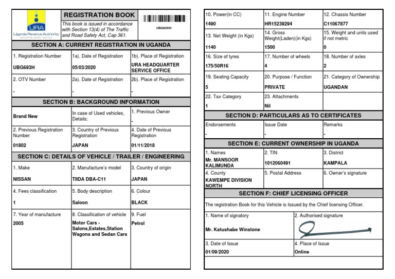 Registration Book: Section A: Current Registration in Uganda | PDF ...