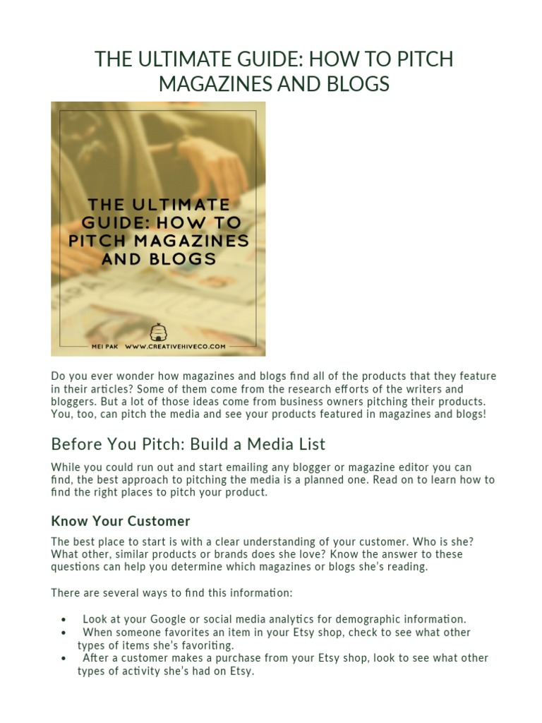 The Ultimate Guide: How To Pitch Magazines and Blogs: Before You Pitch ...
