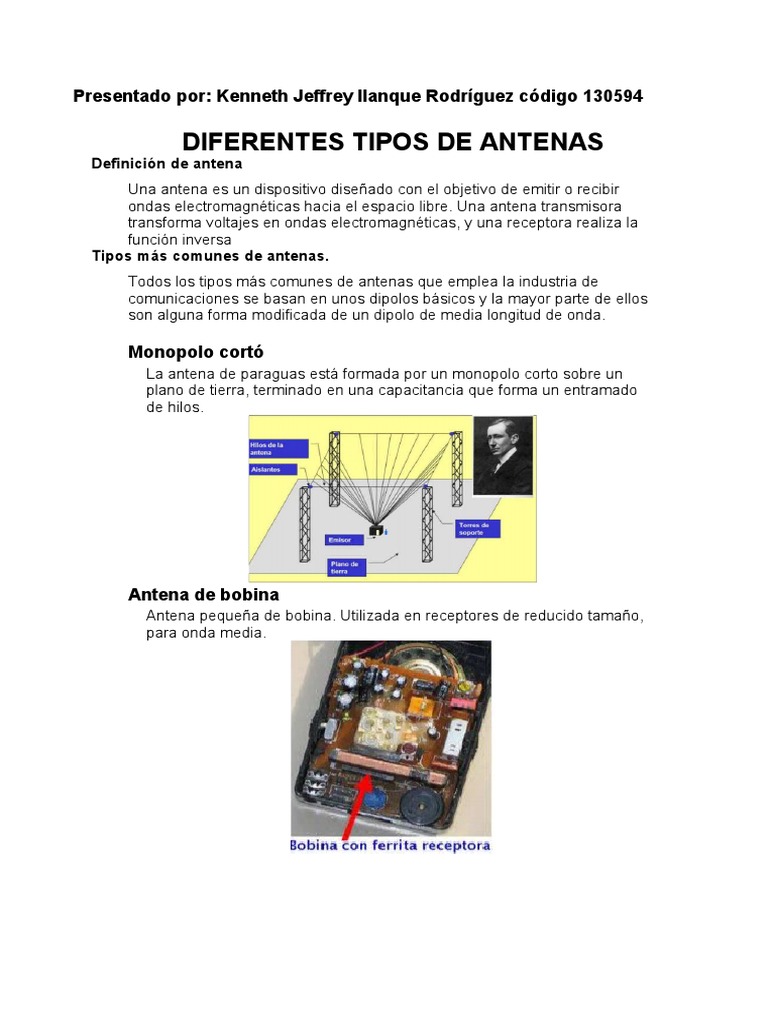Diferentes Tipos de Antenas | PDF | Antena (Radio) | Electrónica