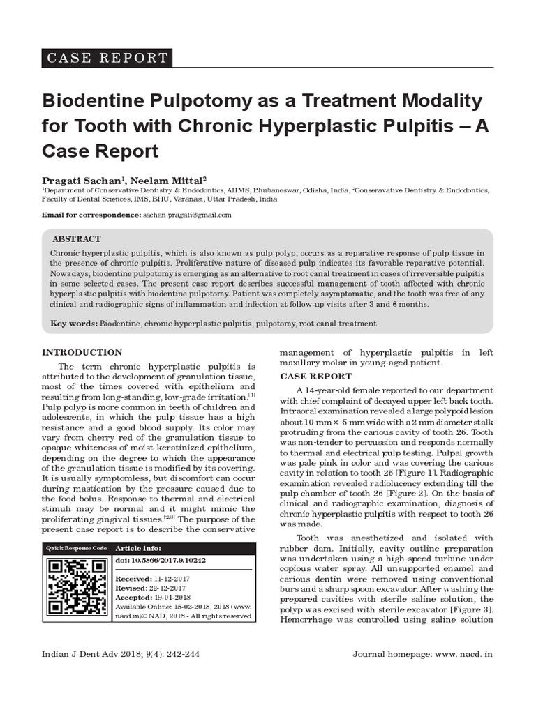 Chronic Hyperplastic Pulpitis
