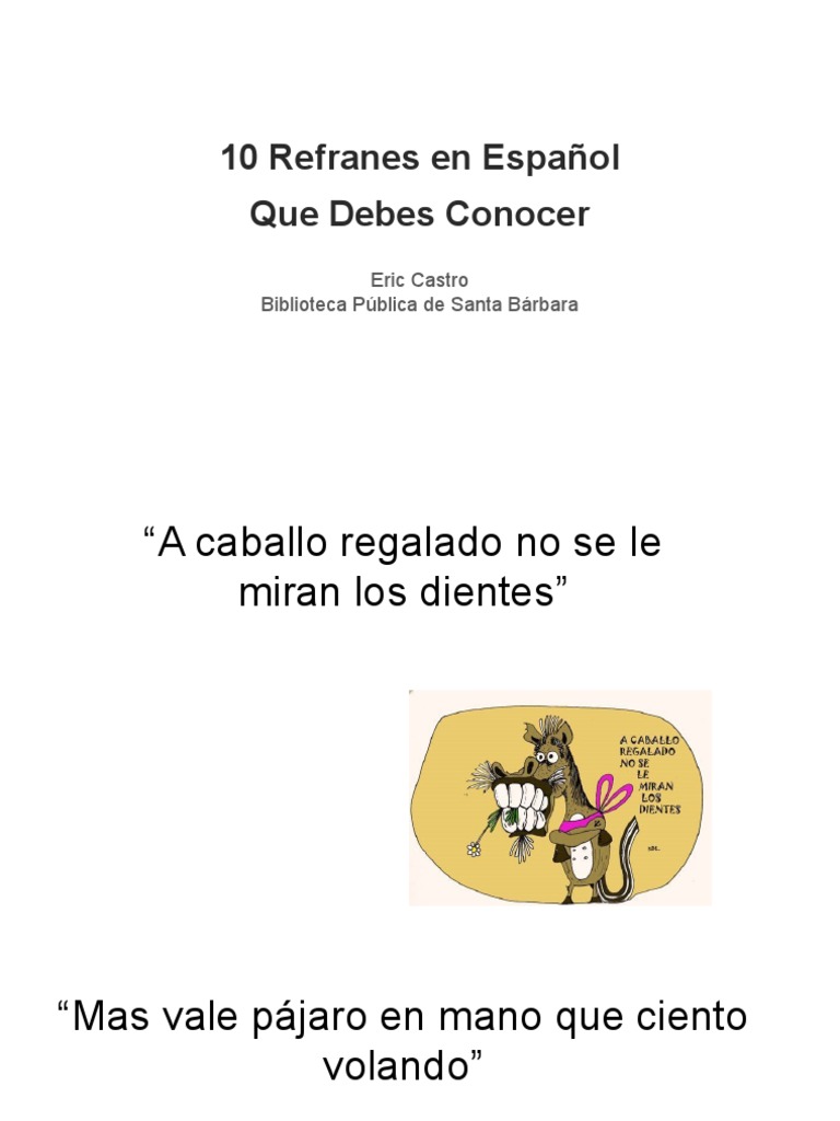 10 Refranes en Español Que Debes Conocer PDF | PDF