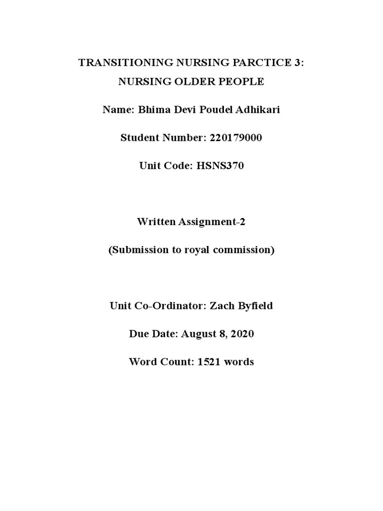 hsns370 Assessment 2 Submission To Royal Commission Bhima Devi Apodel ...