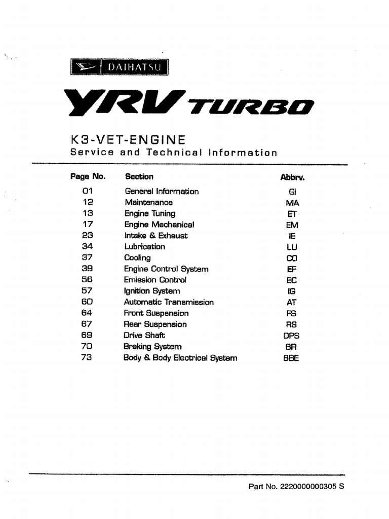 Yrv Turbo k3 Vet Engine PDF | PDF