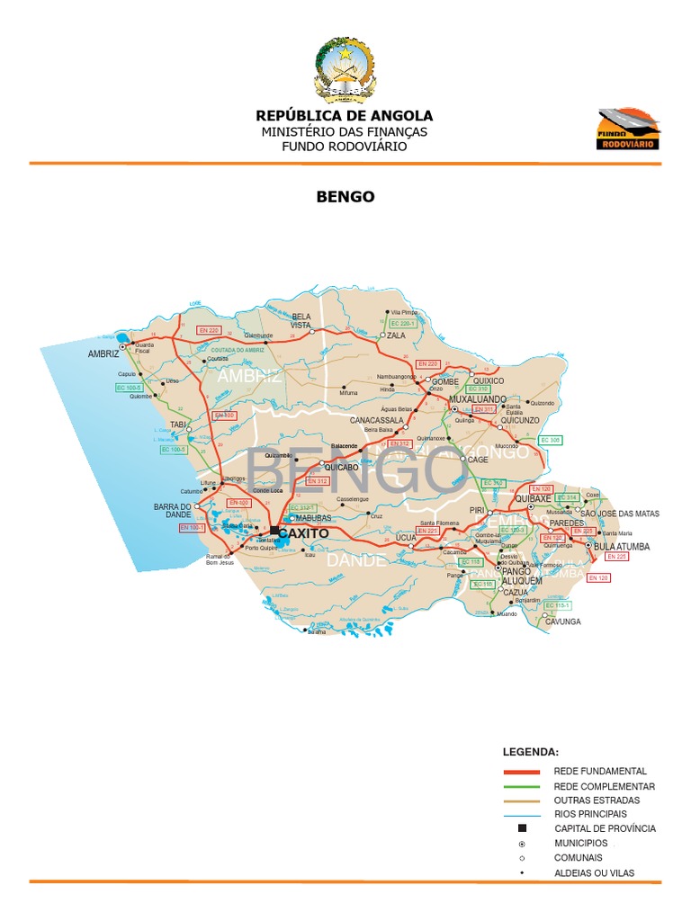 Mapa da província de Bengo com as principais estradas e localidades | PDF
