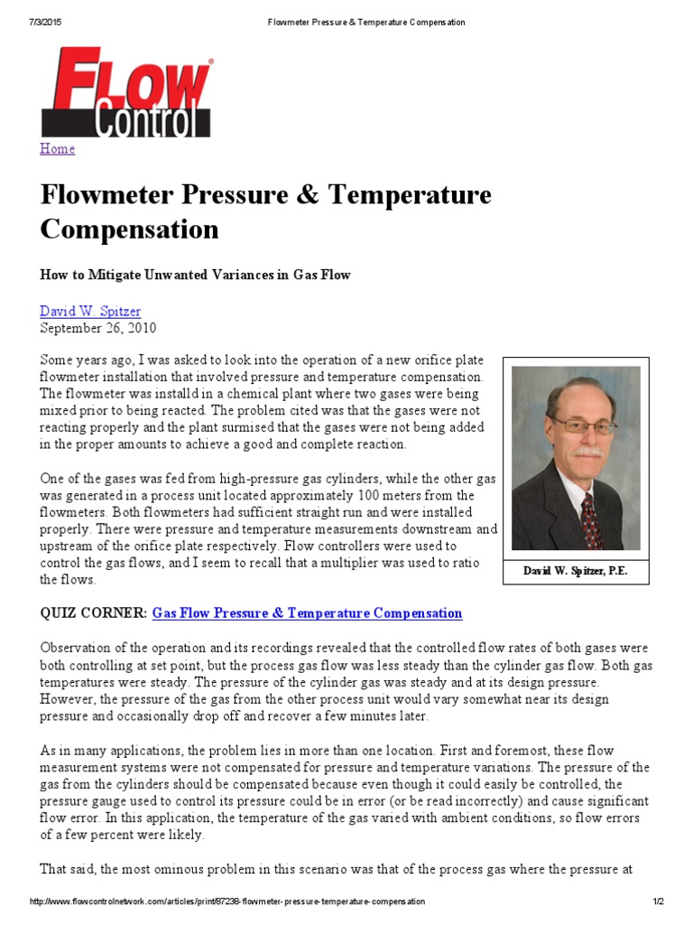 Flowmeter Pressure & Temperature Compensation Spittzer | PDF | Flow ...