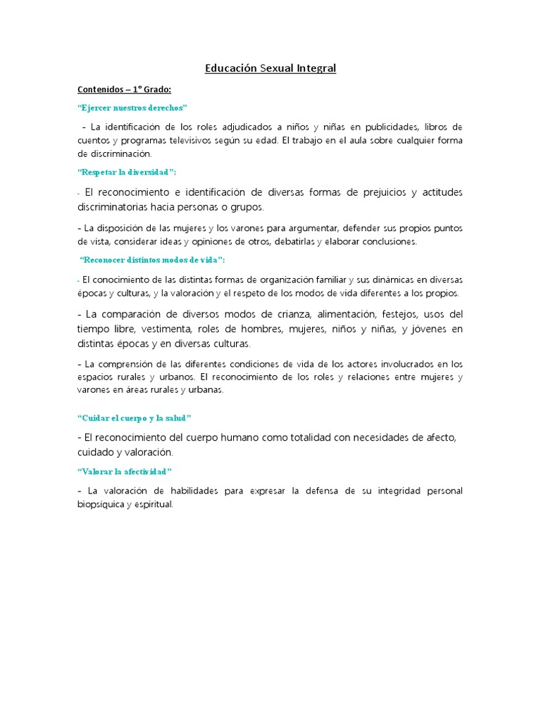 Contenidos ESI_1° grado | PDF
