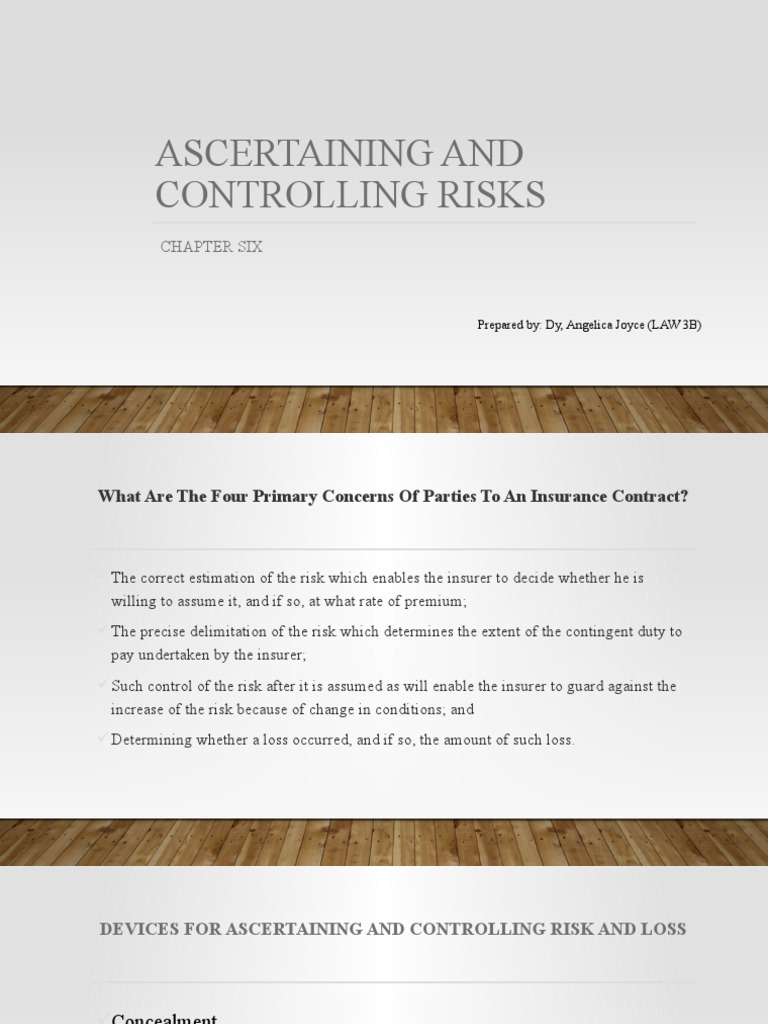 Ascertaining and Controlling Risks | PDF | Insurance | Life Insurance