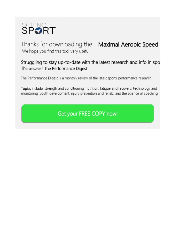 Thanks For Downloading The Maximal Aerobic Speed (MAS) Toolkit | PDF ...