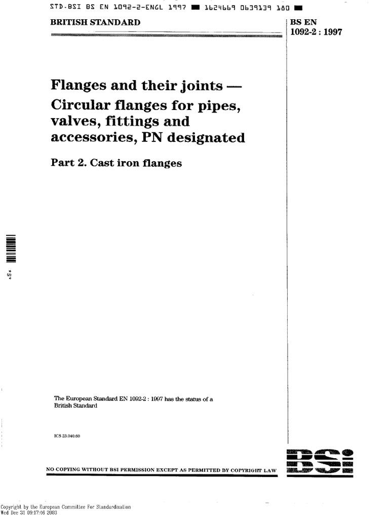 BS EN 1092-2 Flanges and Their Joints | PDF