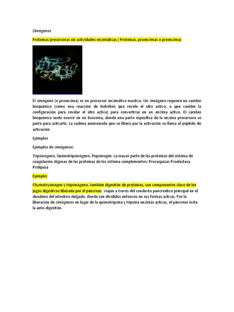 Zimógenos: Precursores Enzimáticos Inactivos | PDF | Inhibidor de la ...