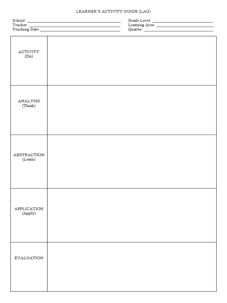 Learner's Activity Guide (Lag) | PDF