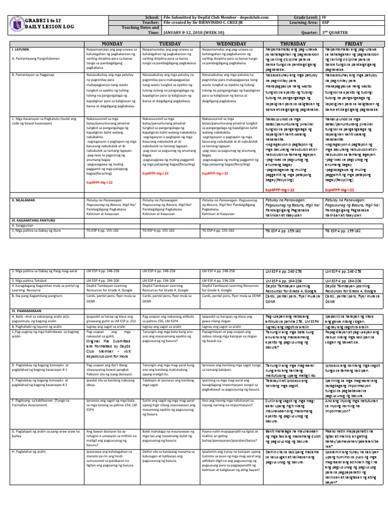 DLL - Esp 4 - Q3 - W10 | PDF