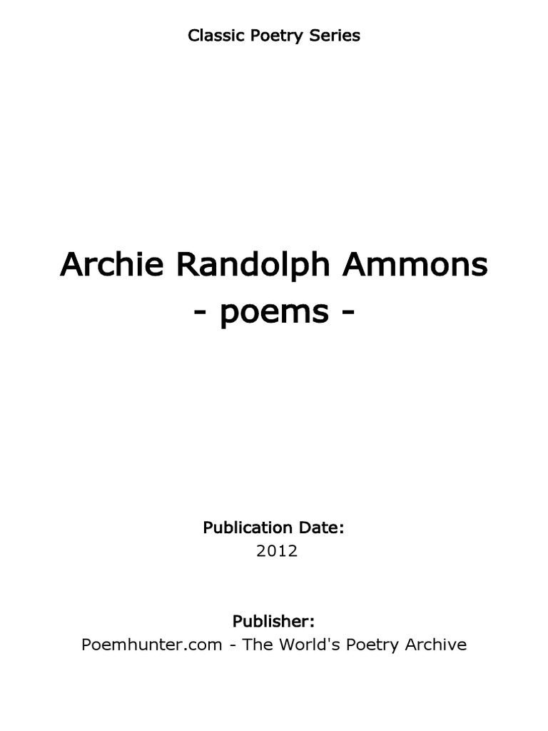 Archie Randolph Ammons - Poems - : Classic Poetry Series | Download ...