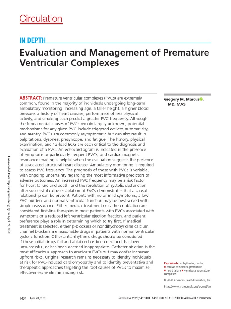 Evaluation and Management of Premature Ventricular Complexes | PDF ...