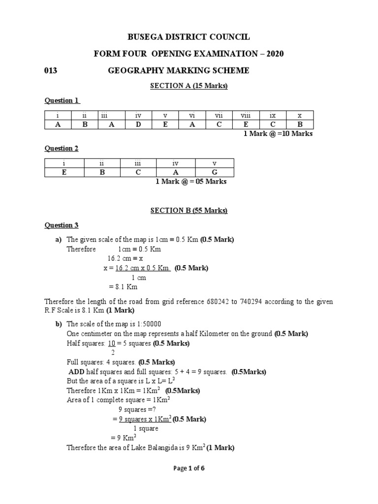 Geography Marking Scheme | PDF | Sampling (Statistics) | River