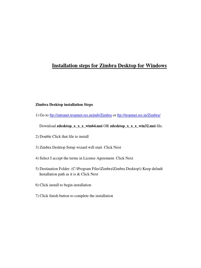 Zimbra Desktop Windows Installation-Zimbra PDF | PDF