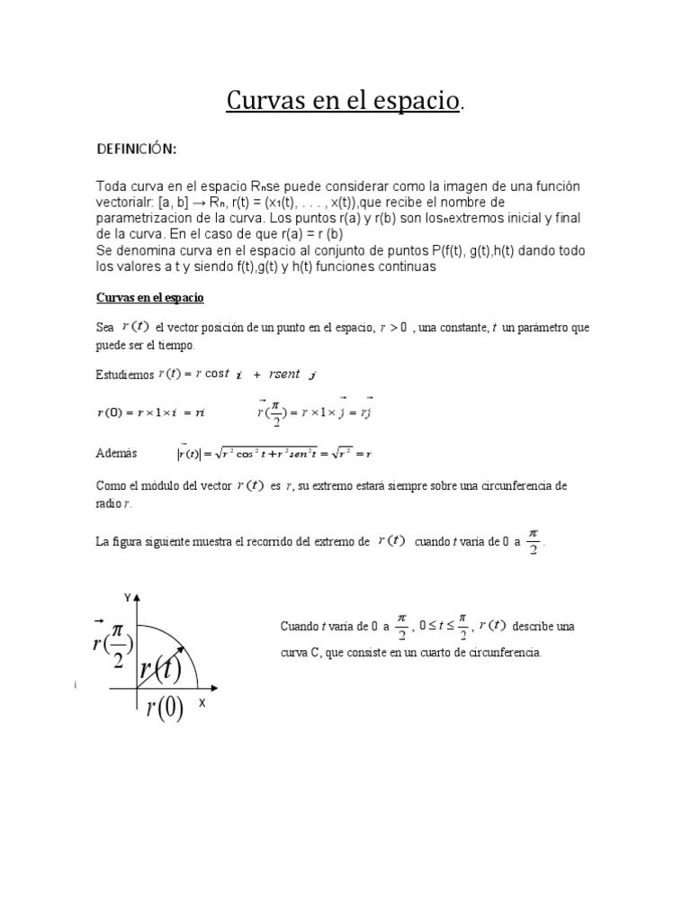 Curvas en el espacio: Parametrizaciones, derivadas y longitud | PDF | Curva | Integral