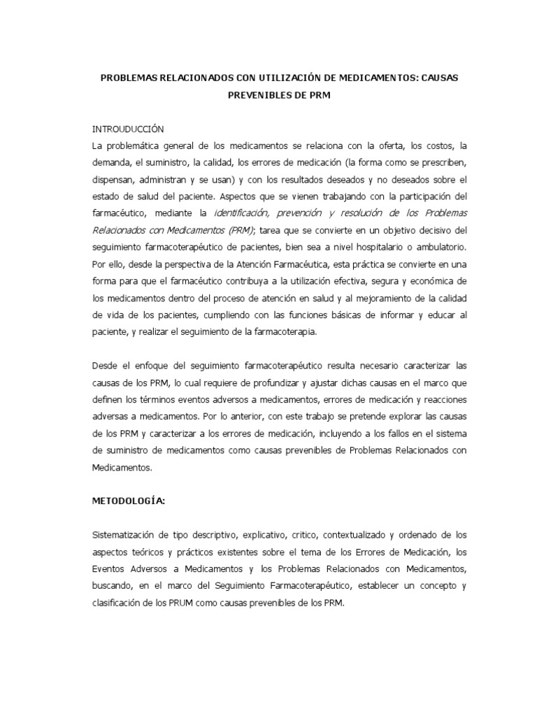 PRUM Como Causas de PRM | PDF | Medicamentos con receta | Farmacia