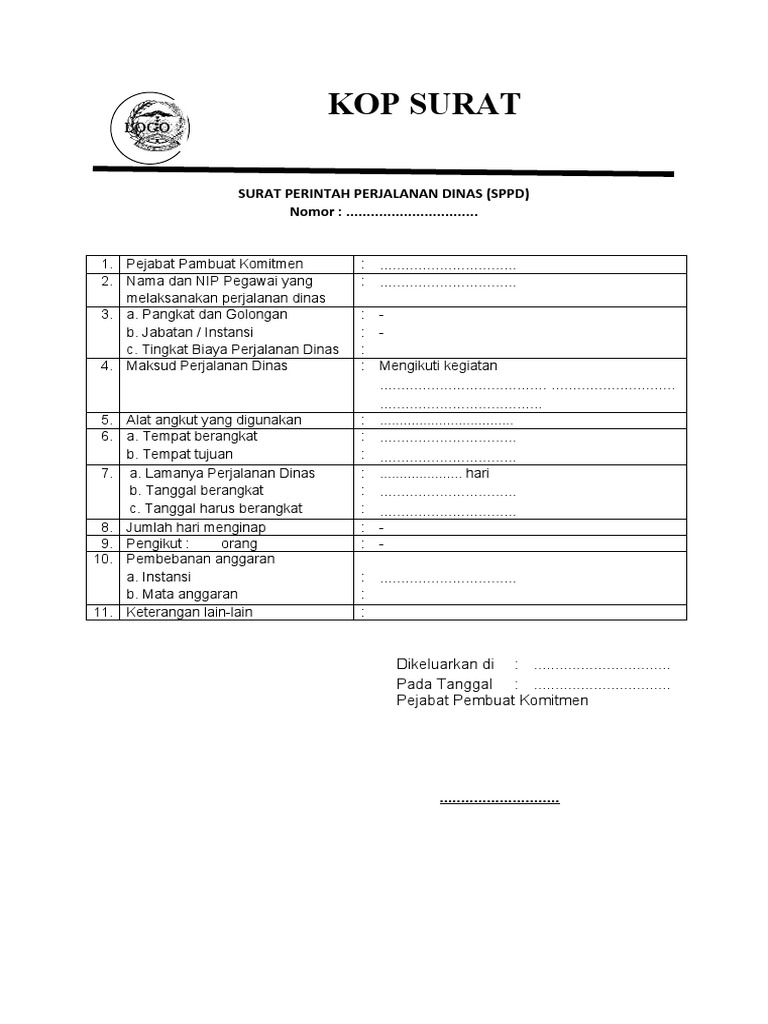SPPD Surat Perintah Perjalanan Dinas | PDF