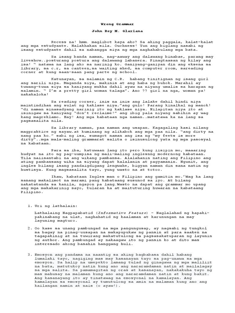 Halimbawa NG Lathalain | PDF