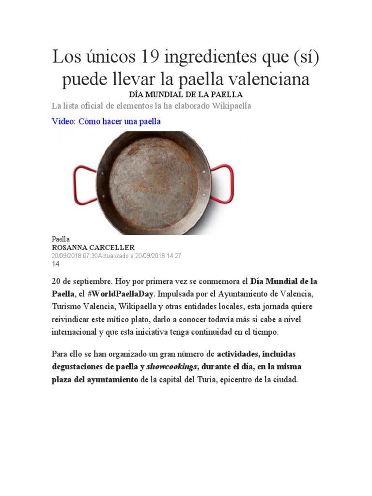 Paella | PDF | Cocina occidental | Comida regional y étnica
