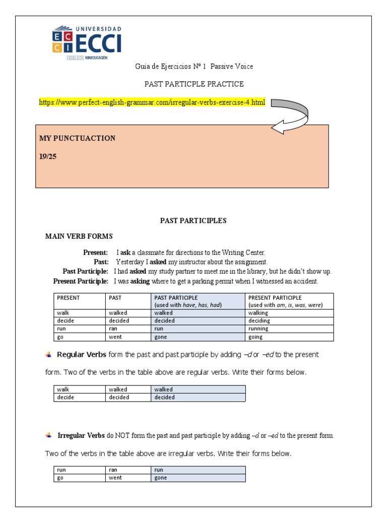 Past Participle Practice Exercises | PDF | Perfect (Grammar) | Verb
