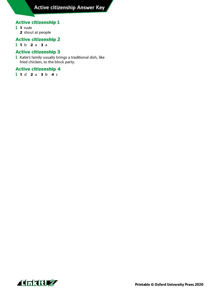 LI L2 Active Citizenship Answers | PDF