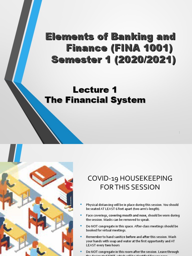 Elements of Banking and Finance (FINA 1001) Semester 1 (2020/2021 ...
