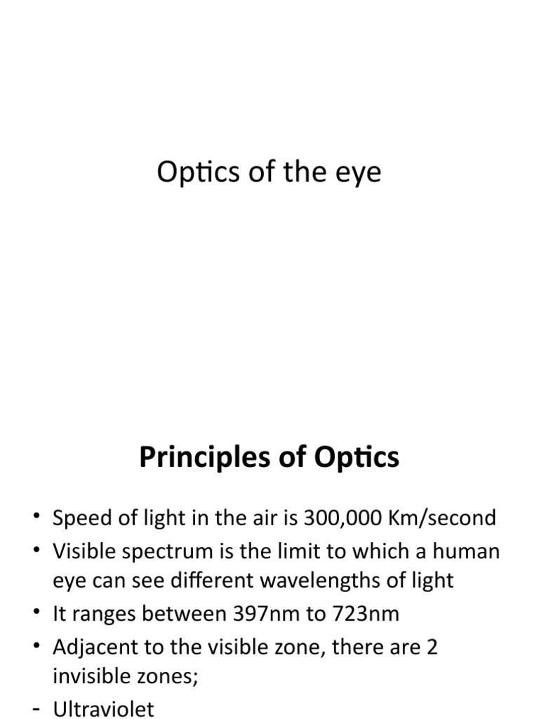 Optics of The Eye | PDF | Eye | Light