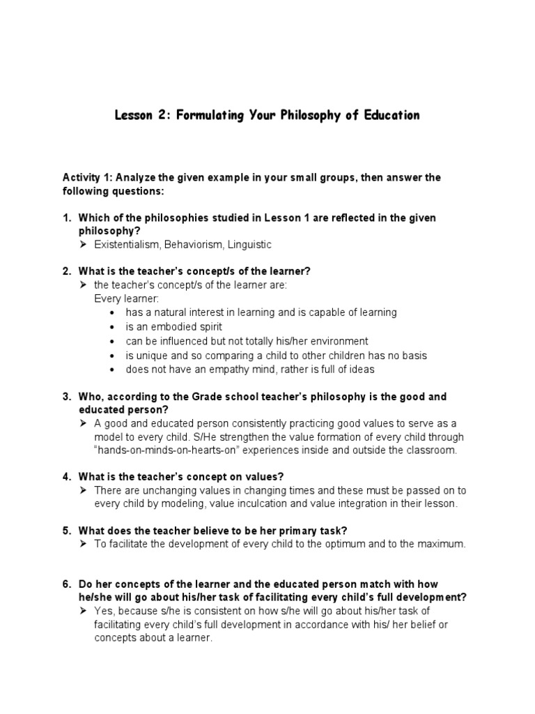 Formulating Your Educational Philosophy | PDF | Philosophy Of Education ...