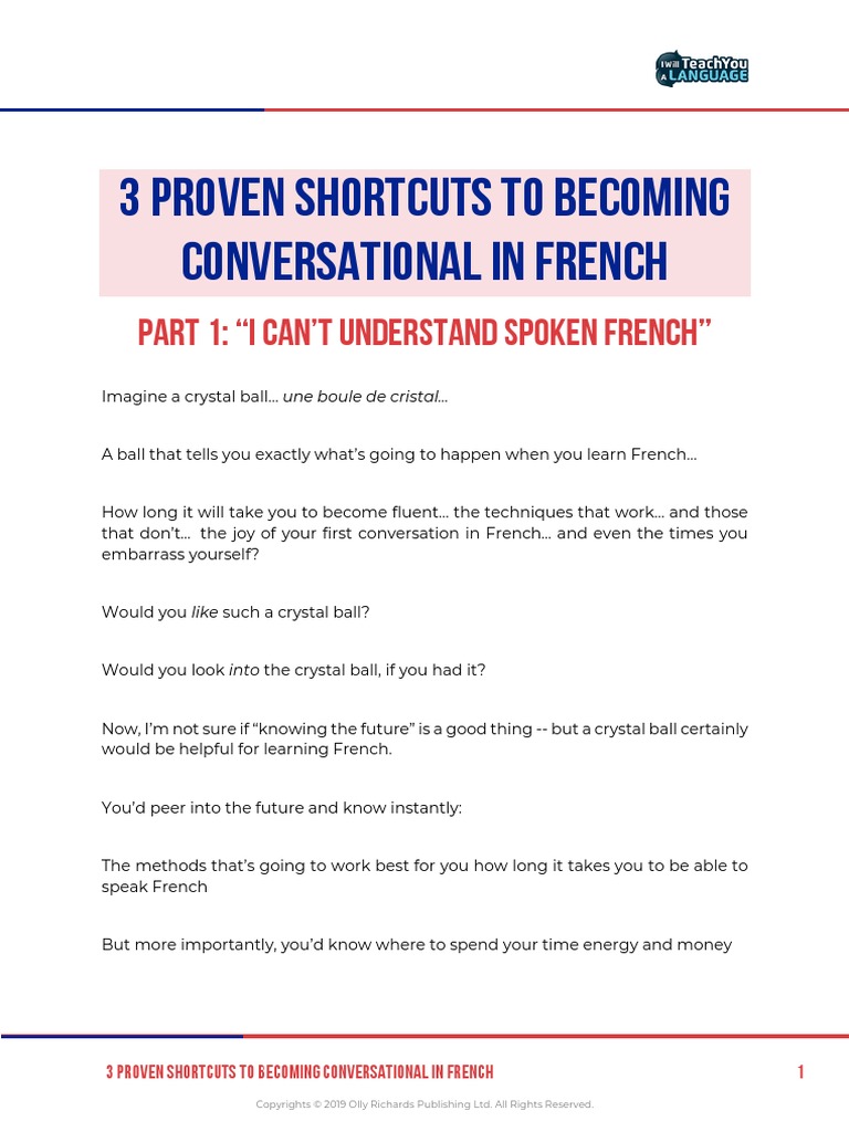 3 Proven Shortcuts To Becoming Conversational in French: Part 1: "I Can ...