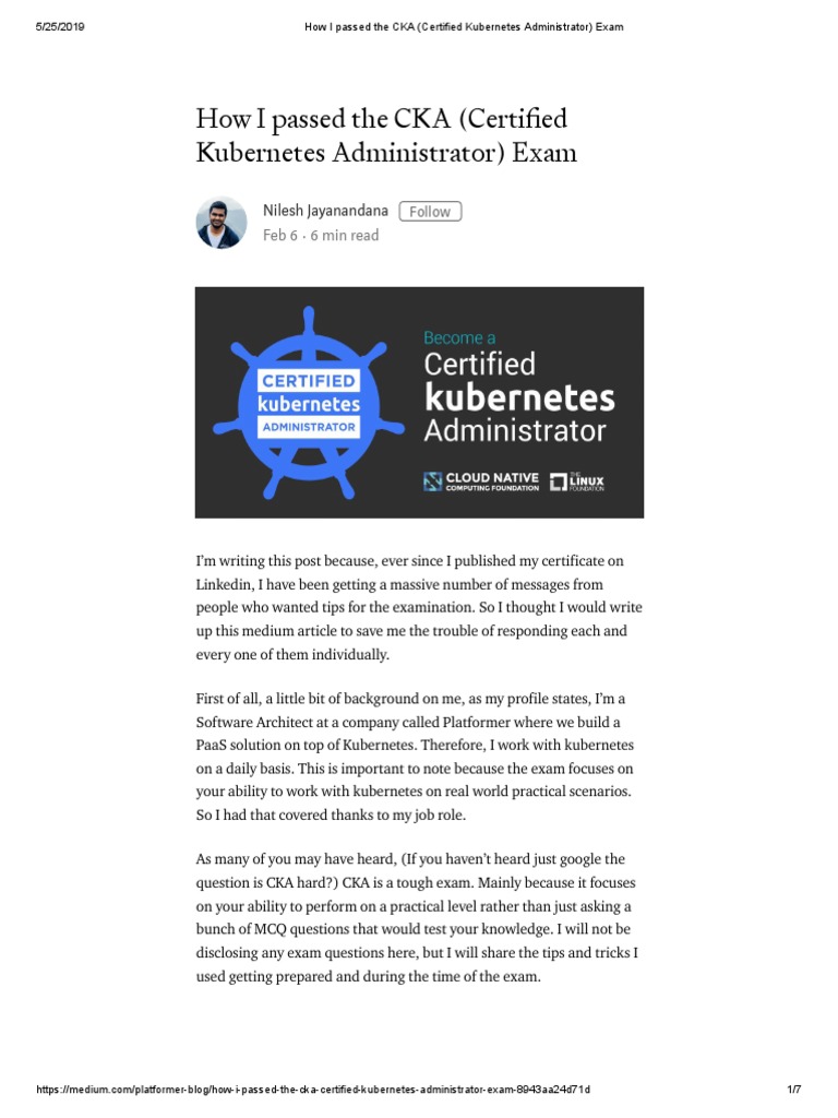 How I Passed The CKA (Certified Kubernetes Administrator) Exam | PDF ...
