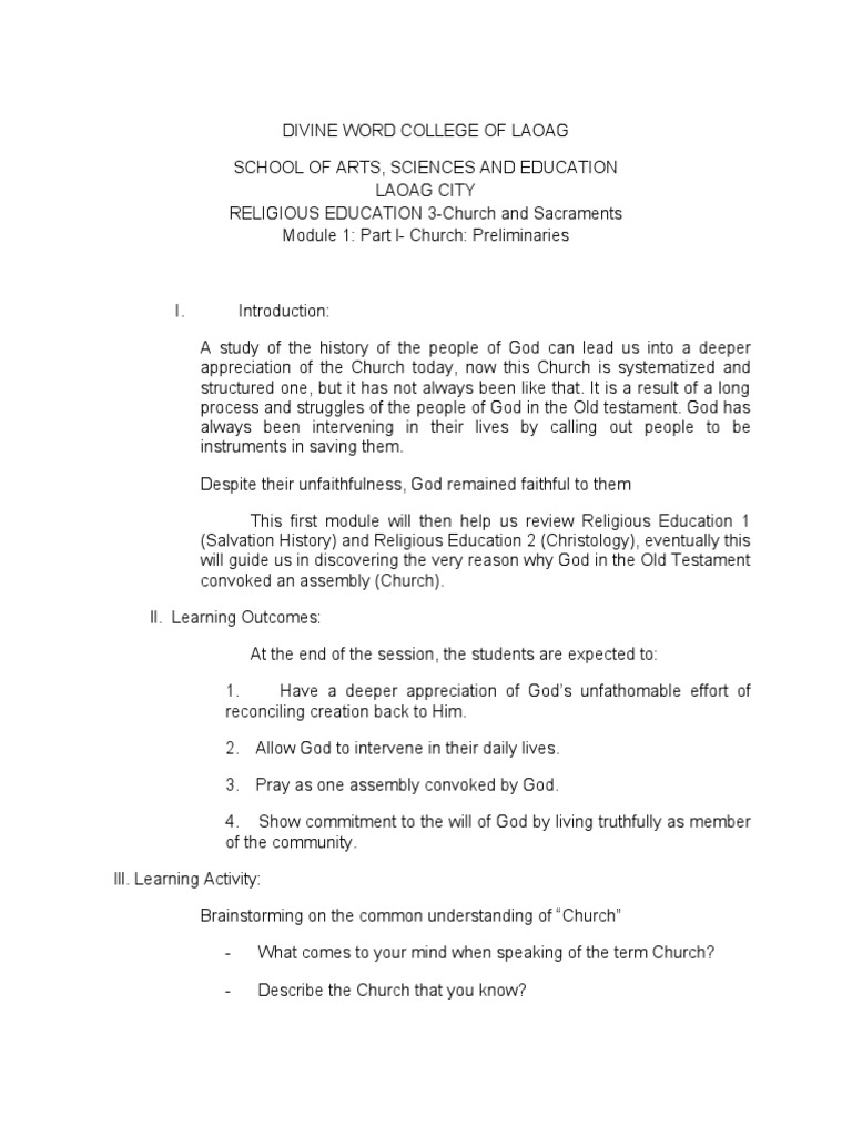 Module 1 RE 3 | PDF | God | Catholic Church