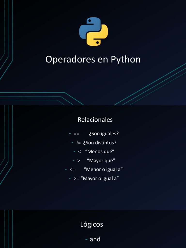 Los principales operadores en Python: relacionales, lógicos y ...