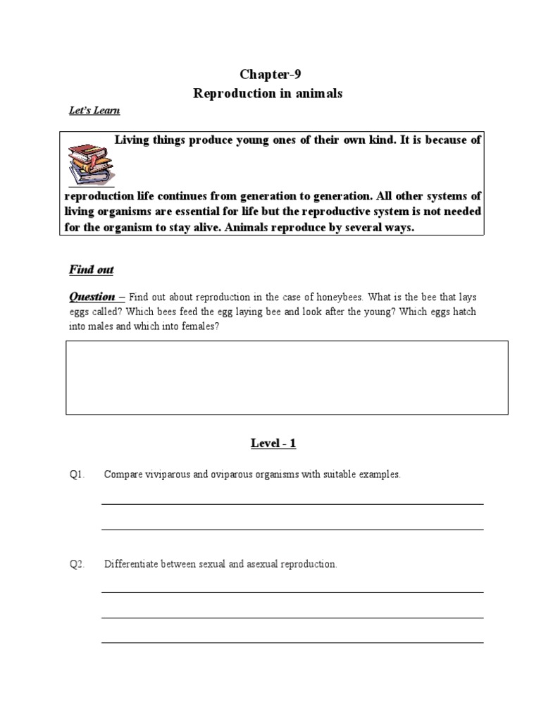 Reproduction in Animals Class 8 Sample Qeastions | PDF | Reproduction | Egg