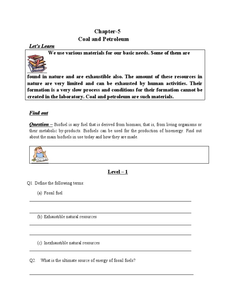 Chapter-5 Coal and Petroleum: Let's Learn | PDF | Fuels | Biofuel