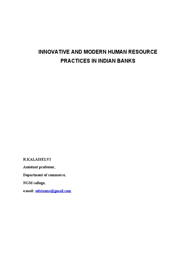 Innovative and Modern Human Resource Practices in Indian Banks | PDF ...
