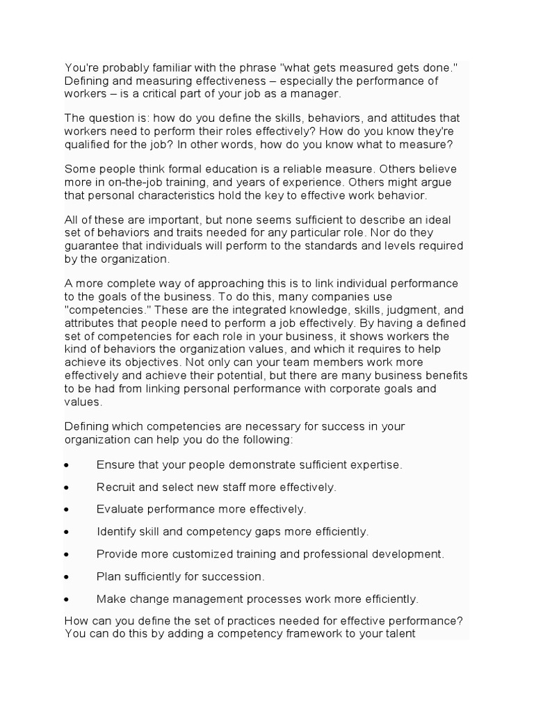 Competency Framework Pdf Competence Human Resources Goal