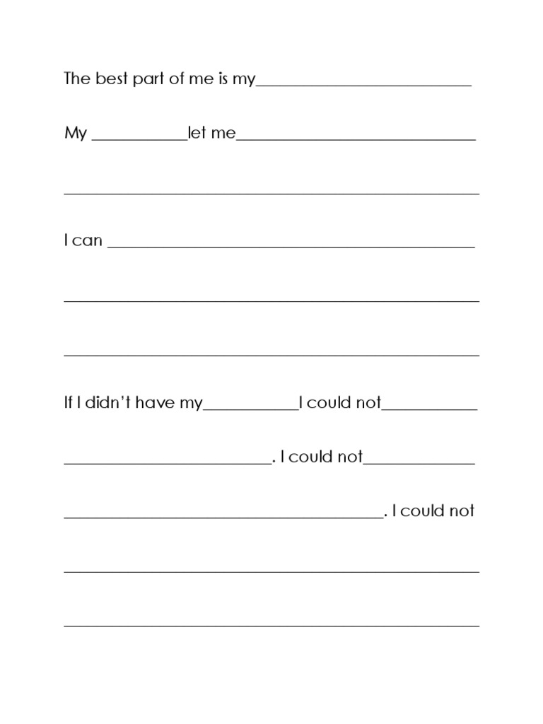 Writing The Best Part of Me Writing Template (If Needed) | PDF