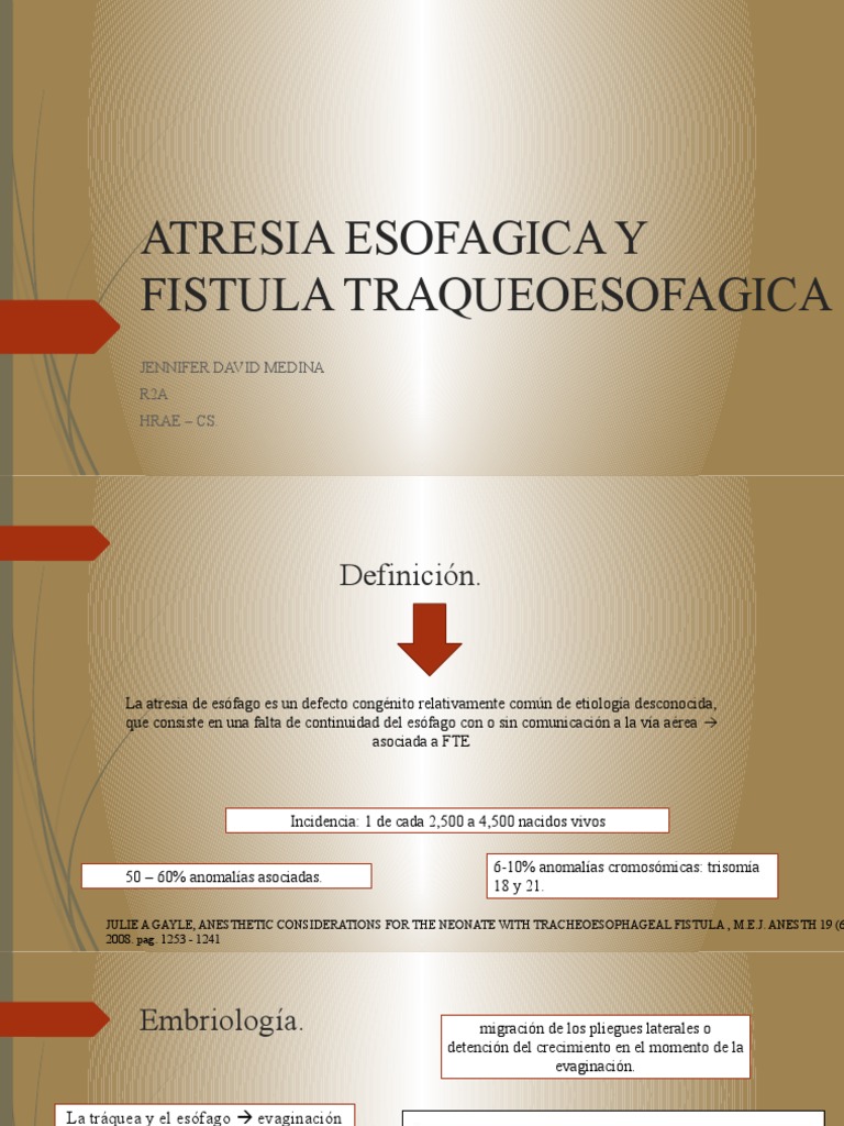 Atresia Esofagica y Fistula Traqueoesofagica | PDF | Enfermedades y ...