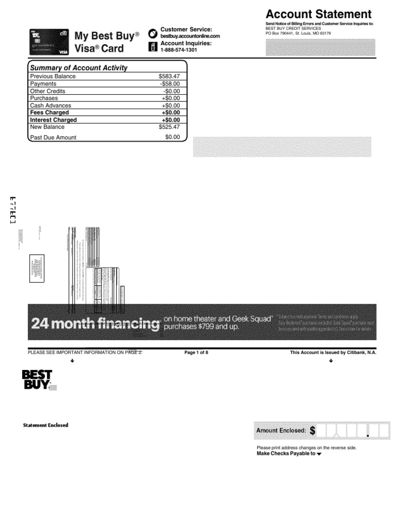 Best Buy Citibank Statement | PDF | Payments | Interest