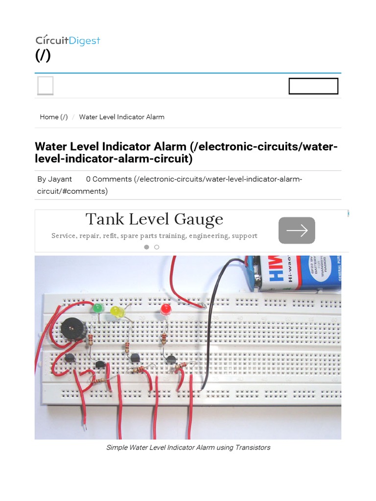 Simple Water Level Indicator Alarm Circuit Diagram PDF | PDF ...