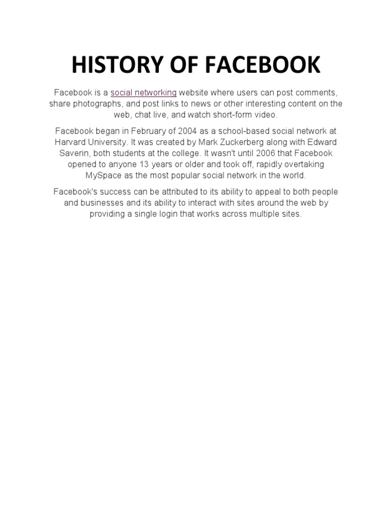 History of Facebook | PDF