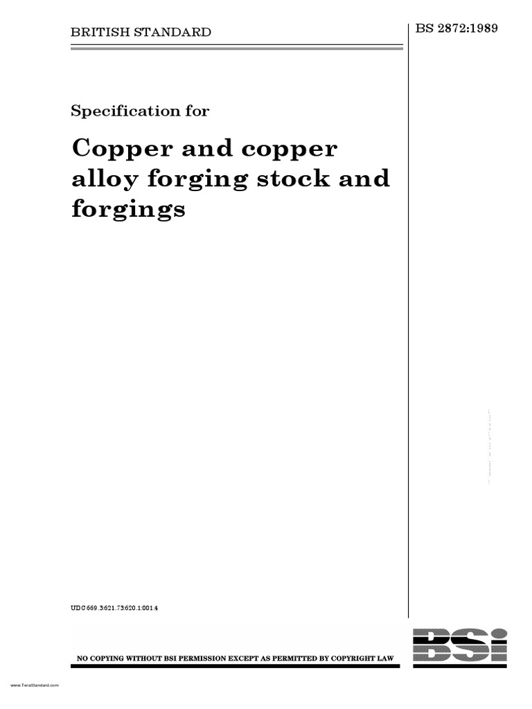 BS 2872-1989 Copper and Copper Alloy Forging Stock and Forgings PDF ...