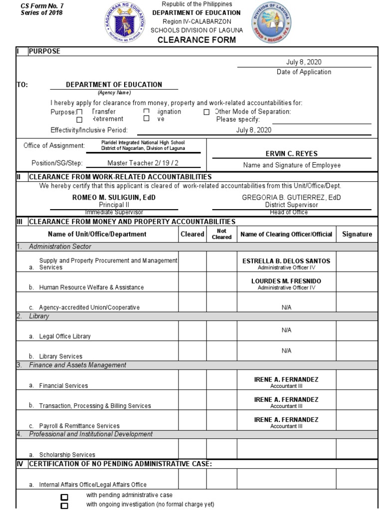CSC-Form-No.-7-Clearance-Form Final | Download Free PDF | Economies ...