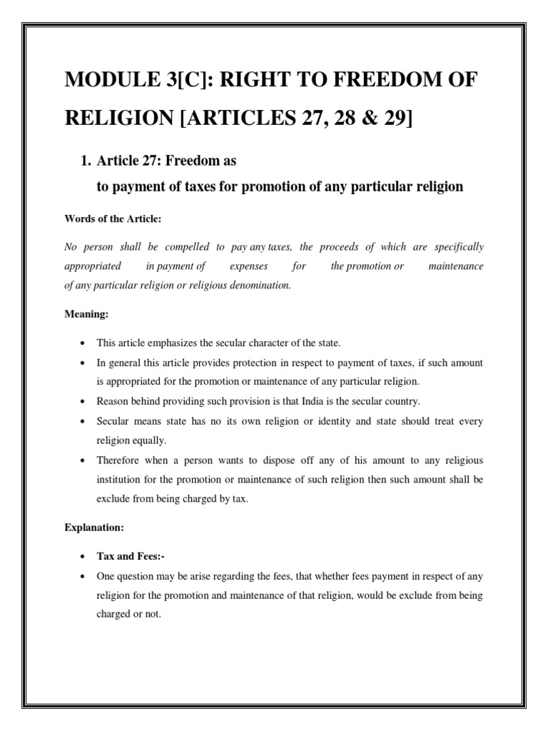 Module 3 (C) - 27, 28, 29 | PDF | Secularism | Taxes