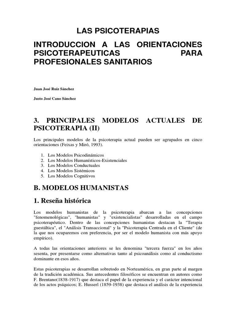Modelos Humanistas | PDF | Psicoterapia | Empatía