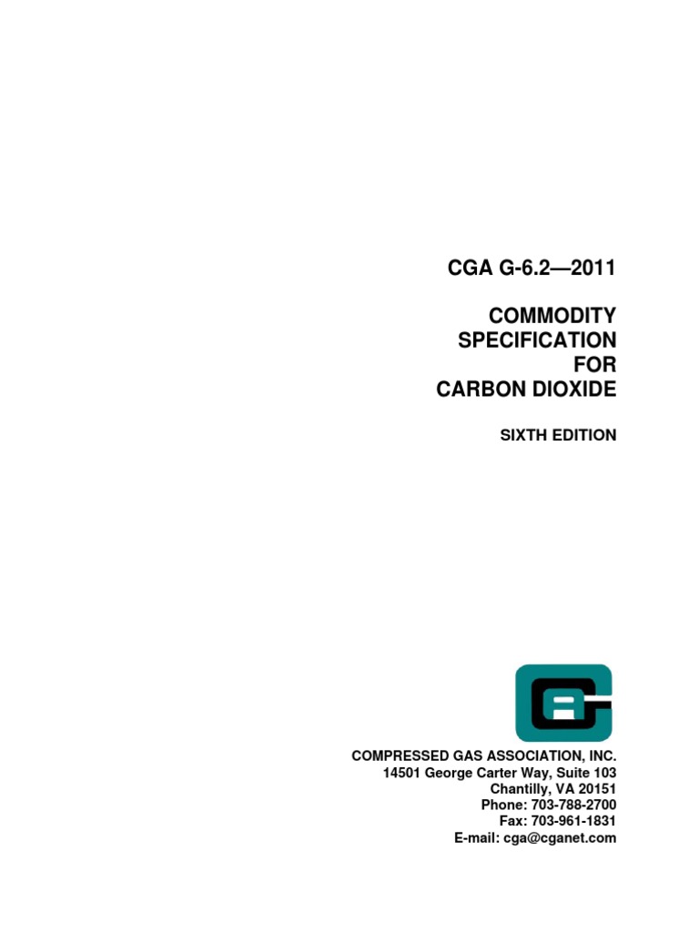 CGA G-6.2-2011 Commodity Specification FOR Carbon Dioxide: Sixth Edition | Download Free PDF ...