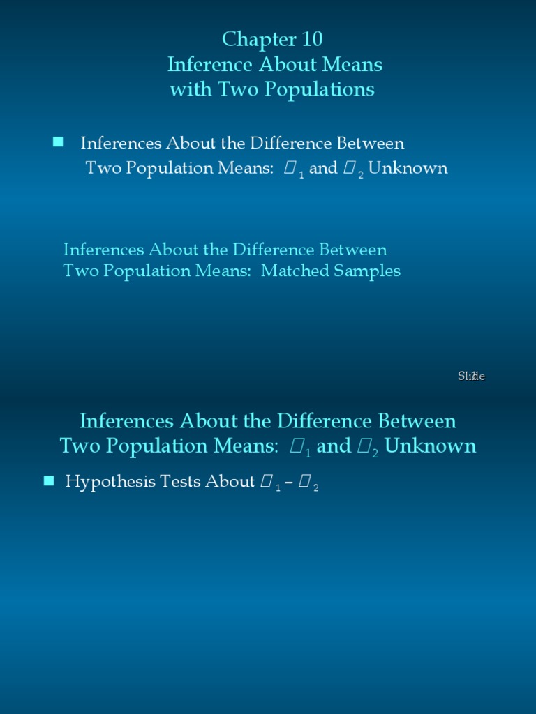 Inference on Two Population Means | PDF | Hypothesis | Statistical ...