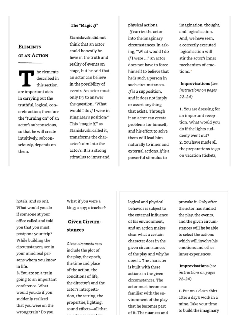 The Elements of An Action-Stanislavski | PDF